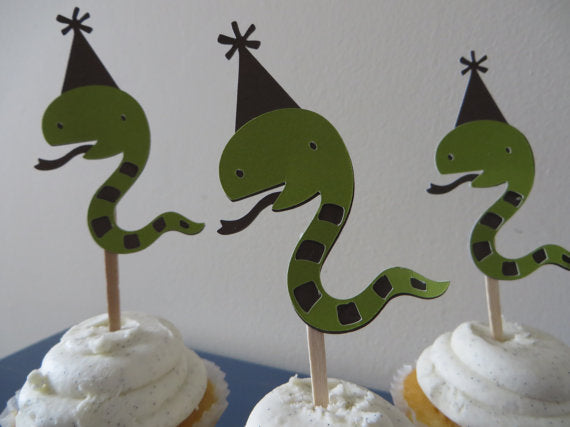 Snake Cupcake Toppers - choose your colors - set of 12 - Annie Banany ...